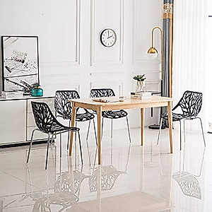 VINGLI Set of 4 Modern Dining Chairs Set Black Stackable Side Chairs Modern Birch Sapling Accent Chairs,Easy Assembly