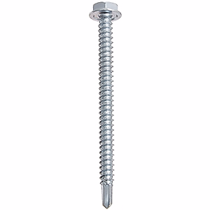 Small Parts 1040KW Steel Self-Drilling Screw, Zinc Plated Finish, Hex Washer Head, Hex Drive, #3 Drill Point, #10-16 Thread Size, 2-1/2" Length (Pack of 50)