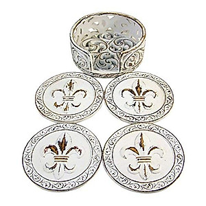 LL Home Fleur De Lis Scrolls 4 Coaster Set