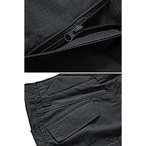 TRGPSG Men's Hiking Pants, Ripstop Camo Cargo Pants, Multi-Pocket Casual Work Pants WG3F Black 42