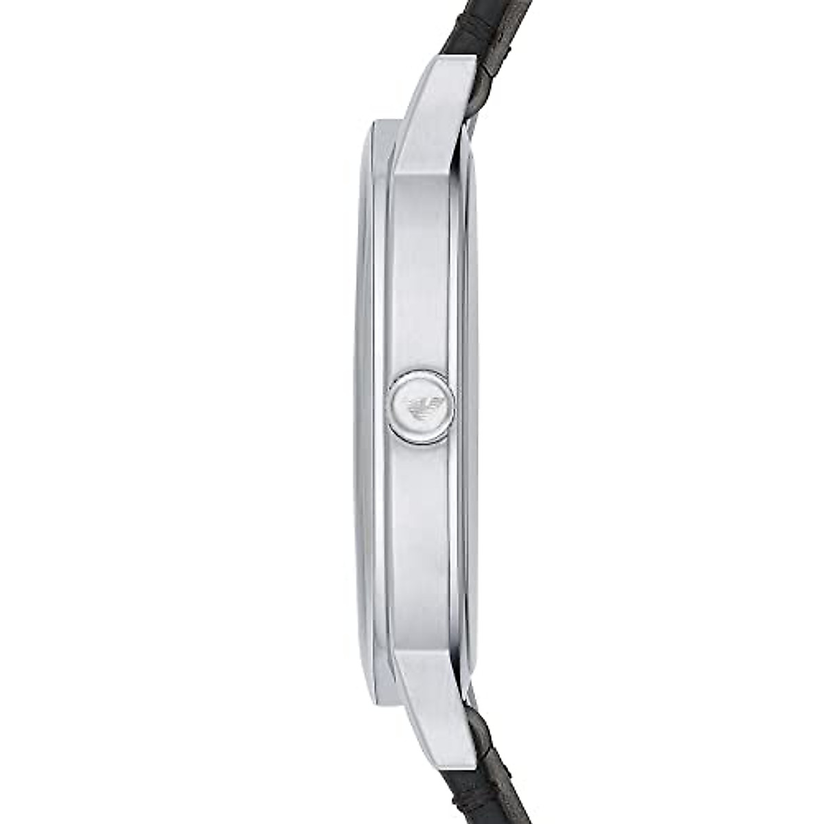 Emporio Armani Men's Stainless Steel Analog-Quartz Watch with Leather Calfskin Strap, Black, 22 (Model: AR11013)