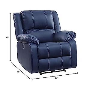 Acme Furniture PU Upholstered Power Recliner with USB Port, Blue
