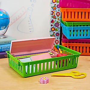 Bright Creations Classroom Storage Bins Baskets, Small Plastic Organizer (10.25 x 6.5 In, 8 Pack)