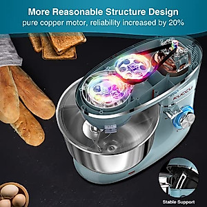 KUCCU Stand Mixer, 6.5 Qt 660W, 6-Speed Tilt-Head Food Dough Mixer, Kitchen Electric Mixer with Stainless Steel Bowl,Dough Hook,Whisk, Beater, Egg white separator (6.5-QT, Blue)