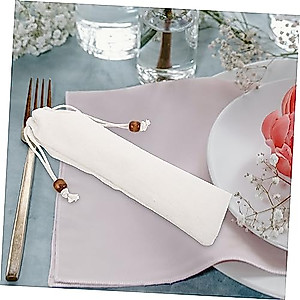 Abaodam 5pcs gift wrap bags chopsticks holder takeout tableware pocket chopsticks storage pockets chopsticks bag for shop chopsticks wrapping bags chopsticks set white drawstring cotton