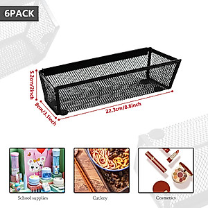 Chris.W 6Pcs Kitchen Utensil Drawer Organizers Tray Mesh Silverware Cutlery Tray with Interlocking Arm, Free Combination for Flatware Spoons Forks Knifes Storage (Black - 8.78x3.15x2in)
