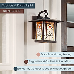 River of Goods Stained Glass Outdoor Light Fixture - 11.75" H - Mission Style Porch Light - ‎Niki
