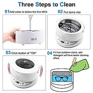2022 Ultrasonic Cleaner 25 Oz (750ml) PELCAS Ultrasonic Jewelry Cleaner Machine with Detachable Tank 42000HZ Jewelry Cleaner with 5 Digital Timer Watch for Jewelry Necklaces Rings Metal Tools