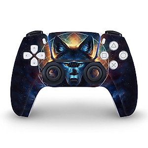 Dreamcatcher Wolf Art Mix Vinyl Faceplate Sticker Gaming Skin Case Cover Compatible with Sony Playstation 5 PS5 Disc Edition Console & DualSense Controller
