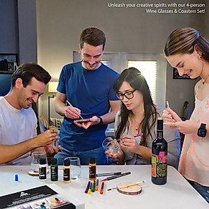 ARTEZA Wine Glass Coaster Painting Experience Box, DIY Craft Kit for Group Activities, Parties, Home Decor Projects, Art Set, Craft Supplies for Adults