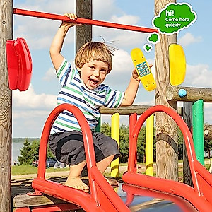 Haconba 2 Pack Swingset Phone Toys Playground Swing Set Telephone Plastic Pretend Play Telephone with Numeric Key for Kids Outdoor Playground Treehouse Accessories (Yellow, Red)