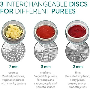 Food Mill Stainless Steel With 3 Grinding Milling Discs&Handle, Durable Bowl Rotary Food Mill for Tomato Sauce, Applesauce, Puree, Mashed Potatoes, Jams, Baby Food