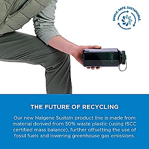 Nalgene Water Bottle Monochrome Collection - BPA Free Water Bottle Made from Recycled Materials - Reusable Water Bottle for Backpacking, Hiking, Gym - Shatterproof Water Bottle - 32 oz - Jade