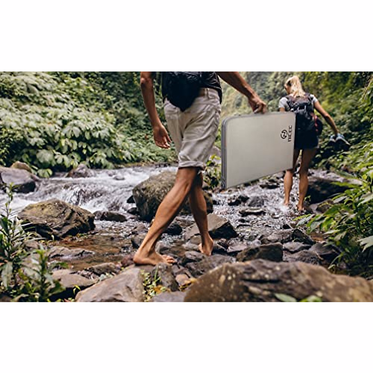 Nice C Card Table, Folding Picnic Table, Small Table, Adjustable Height Folding Table, Camping, Outdoor, Portable Lightweight Aluminum, with Carry Handle for Beach, Indoor, Office (Small)