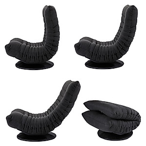 BIRDROCK HOME Swivel Floor Chair for Adults & Kids - 360-Degree Rotating Lounge Chair - 8" Thick Cushion Banana Chair Foldable & Comfy Back Support Seat for Gaming Reading Watching Relaxing - Charcoal