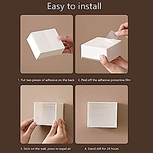 4 Pack Wall Mounted Cotton Swab Holder, Mini Cosmetic Storage Box Bathroom Vanity Storage Canister Holder for Cotton Swabs,Balls,Makeup Pads,Sponges(No drilling)