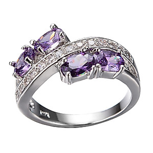 Set Fine Luxury Ring Spinel Sparkling Jewelry for Women Blue Delicate Set Jewelry Rings Costume Jewelry Rings (Purple, 08)