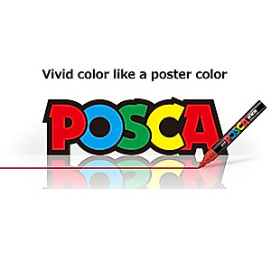 Uni POSCA Paint Marker Pen - Fine Point - Non Alcohol - Odorless Water Resistant Maker - Set of 24 (PC-3M15C & PC-3M7C & Gold & Silver) with Original Vinyl case