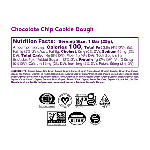 GoMacro Kids MacroBar Organic Vegan Snack Bars - Chocolate Chip Cookie Dough (0.90 Ounce Bars, 7 Count)
