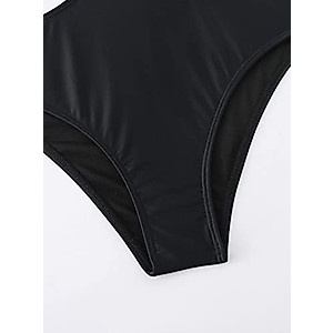 Hilinker Women's Sexy Ring Front Cut Out One Piece Swimsuit Halter Bathing Suit S-Black Small