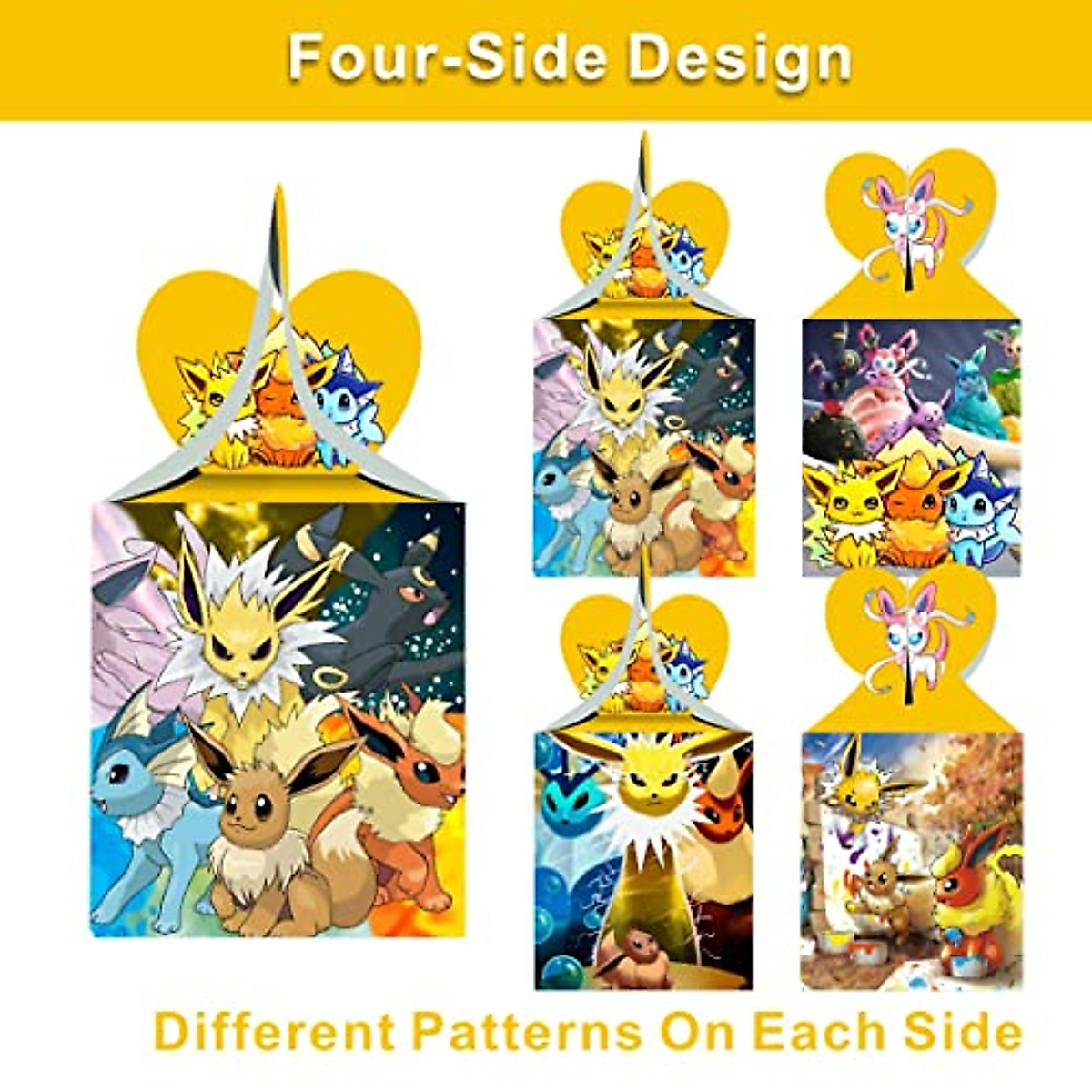 12pcs Eevee Evolutions Party Gift Boxes Goodie Boxes for Cartoon Theme Birthday Party Supplies, Decorations Boxes Candy Boxes