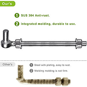 Insaga M12x 10'' J-Bolt Gate Hinge, 304 Stainless Steel Farm Gate Hinge, 4pcs J-Bolt Post Hinge with 5/8" Male Pin for Chain Link Fence Gate