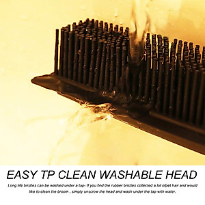 Pet Hair Rubber Broom Floor Brush for Carpet Dog Hair Remover with Built in Squeegee Silicone Broom Suitable for All Surface