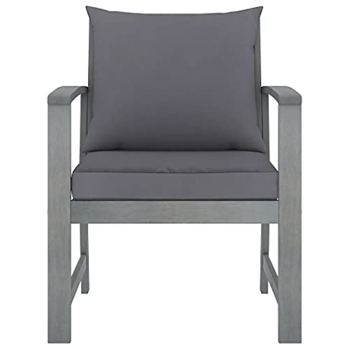 Outdoor Chair Mid Century Design Comfortable Armchair for Porch, Patio, Lawn, Garden, Backyard, Deck,Patio Chairs 2 pcs with Dark Gray Cushions Solid Acacia Wood,Fast Delivery
