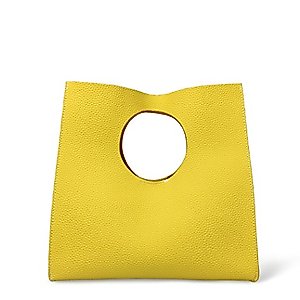 HOXIS Vintage Minimalist Style Soft Pu Leather Handbag Clutch Small Tote (Yellow)