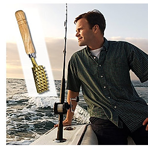 Kwizing Made in Japan [Extra Large] Fish Scaler Brush with Brass Serrated Sawtooth and Ergonomic Wooden Handle - Easily Remove Fish Scales Without Fuss Or Mess - Handcrafted by Japanese Artisans