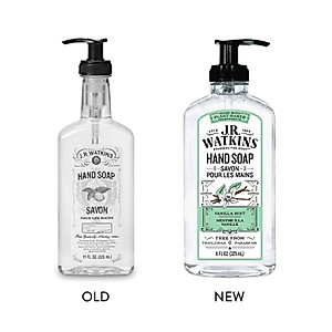 J.R. Watkins Gel Hand Soap with Dispenser, Moisturizing Hand Wash, All Natural, Alcohol-Free, Cruelty-Free, USA Made, Vanilla Mint, 11 fl oz, 3 Pack