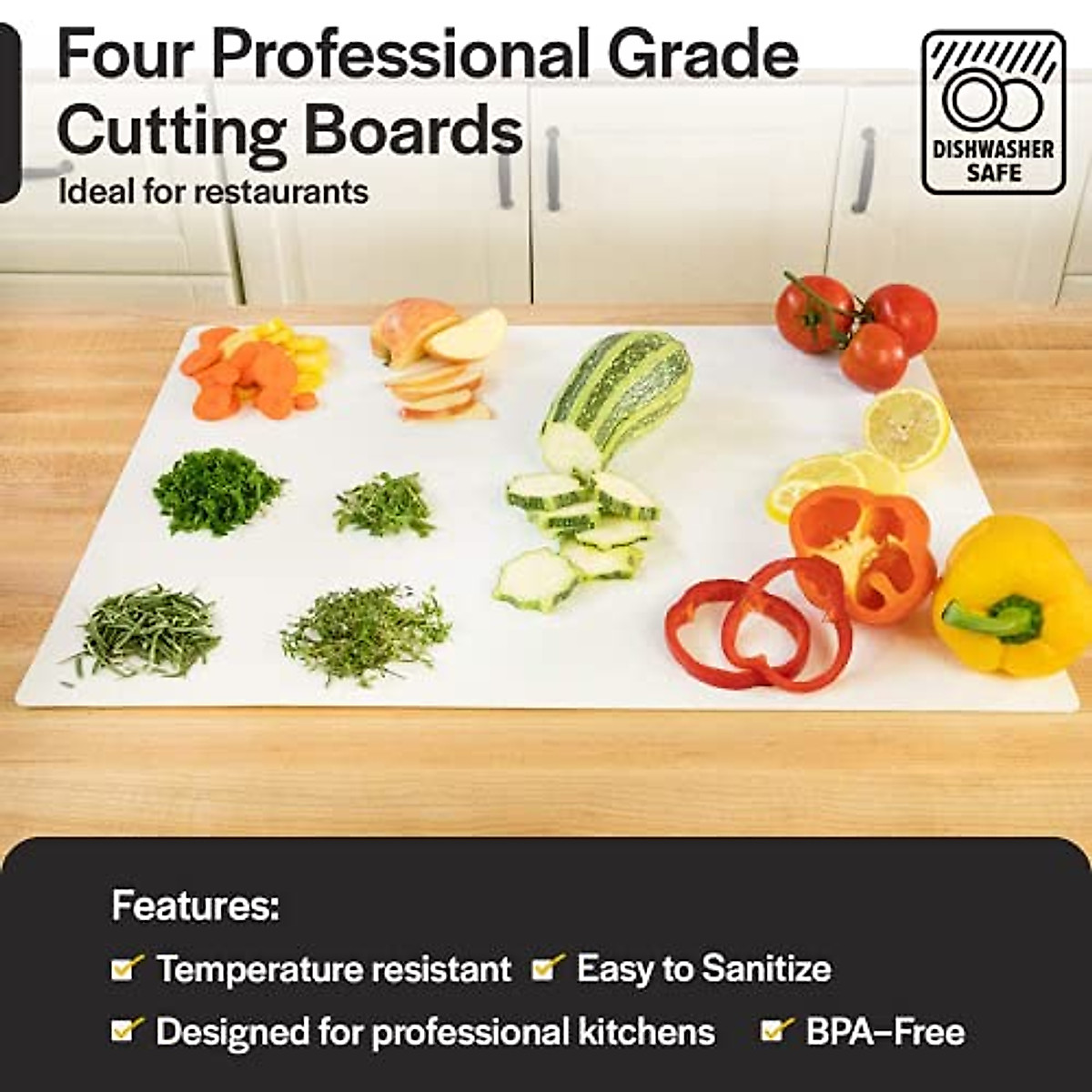 Professional White Cutting Board Mat 4 Pack Set, NSF Certified, 24 x 18 Inch Extra Large