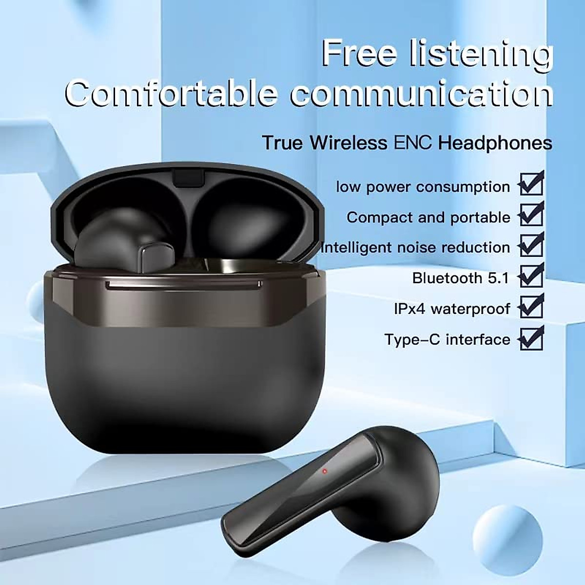 Wireless Earbuds Bluetooth Headphones with Wireless Charging Case IPX4 Waterproof Stereo Earphones in-Ear for SPOR