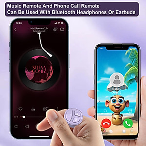 SOFAMIRI TikTok Scrolling Ring Remote Control Kindle App Page Turner Bluetooth Media Button Remote Selfie TIK Tok Scrolling Ring for iPhone iPad iOS Android (D02, Purple)