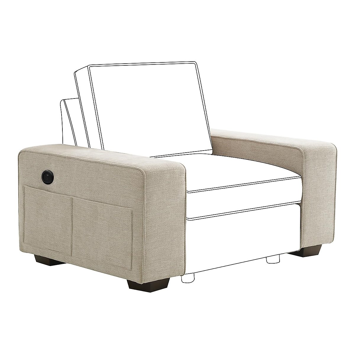 SOPAT Modular Sofa Armrest Module for Modular Sectional Sofa Couch Side Armrest with Comfy Chenille Fabric (Beige)