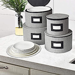 homyfort China Storage Containers Chest for Cups and plates Hard Shell and Stackable Tea Mugs Sets Storage Box with Lid and Handles