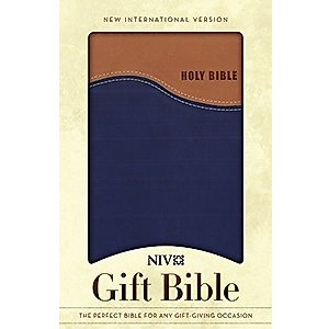 NIV, Gift Bible, Leathersoft, Tan/Blue, Red Letter Edition