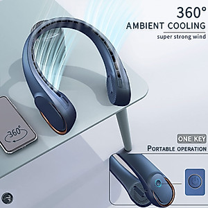 ASNUG Neck Fan, USB Rechargeable Personal Fan, 4000 mAh Battery Operated, 3 Speeds Adjustable, Faster Cooling, Ultra Quiet, Suitable for Home, Office, Travel, Sports