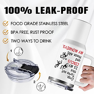 NIAXAUYT Crap Turns Out This Is My Circus Tumbler 40 oz, Funny Birthday Gifts for Mom Grandma Boss, Mother's Day Christmas Mom Gifts from Daughter Son, Those Are My Monkeys Stainless Steel Coffee Cup