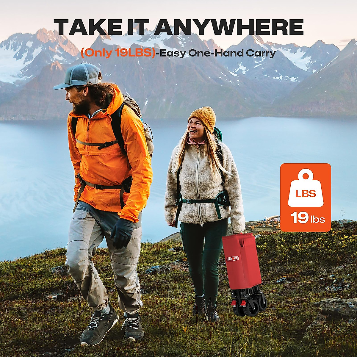 Overmont Collapsible Wagon Cart with Wheels - Foldable Heavy Duty Wagon with Big All-Terrain Wheels - 330Lbs Weight Capacity with Side Pockets for Camping Sports Garden Grocery Shopping red