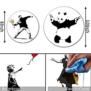 Aihonmin Banksy Electric Stove Burner Covers, Funny Set of 4 Round 8 In and 10 In, Gas Metal Cover, Eyes Cooktop Decorative, Home Decor, Kitchen Decor