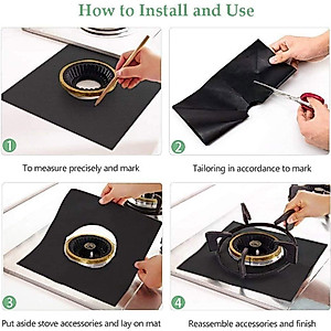 MSDADA Stove Covers, 8 Pcs 0.2 mm 10.6" x 10.6" Gas Range Protectors with 2 Pcs 21” Silicone Gap Cover Keep Stove Clean, Double Thickness, Reusable, Non-Stick, Easy to Clean