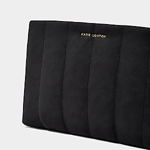 KATIE LOXTON Kayla Quilted Womens Medium Vegan Leather Clutch Purse Pouch Black