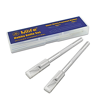 Mlife Precision Carving Craft Knife Stainless Steel Hobby Knives for DIY Art Work Cutting - 2 Handles and 60 Spare Blades with Storage Case