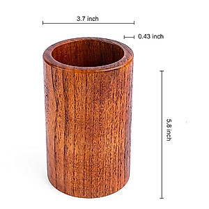 Wooden Kitchen Utensil Holder, 5.8 x 3.7 Inch, Natural Acacia Wood Cooking Utensil Holder for Countertop, Utensil Crock Organizer for Spoons Spatula Spurtles Skimmer Cooking Tools Straws