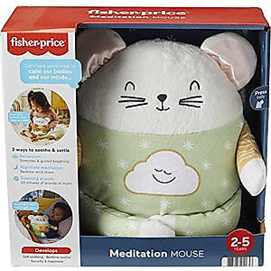Fisher-Price Toddler Toy Meditation Mouse Plush Sound Machine With Music And Light For Preschool Kids Ages 2 To 5 Years Old