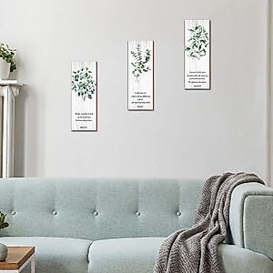 3 Pieces Bible Verses Wall Art Decor Christian Wall Art Wooden Christian Decorations for Home Rustic Christian Room Decor Farmhouse Scripture House Decor Christian Posters, 10 x 4 Inches