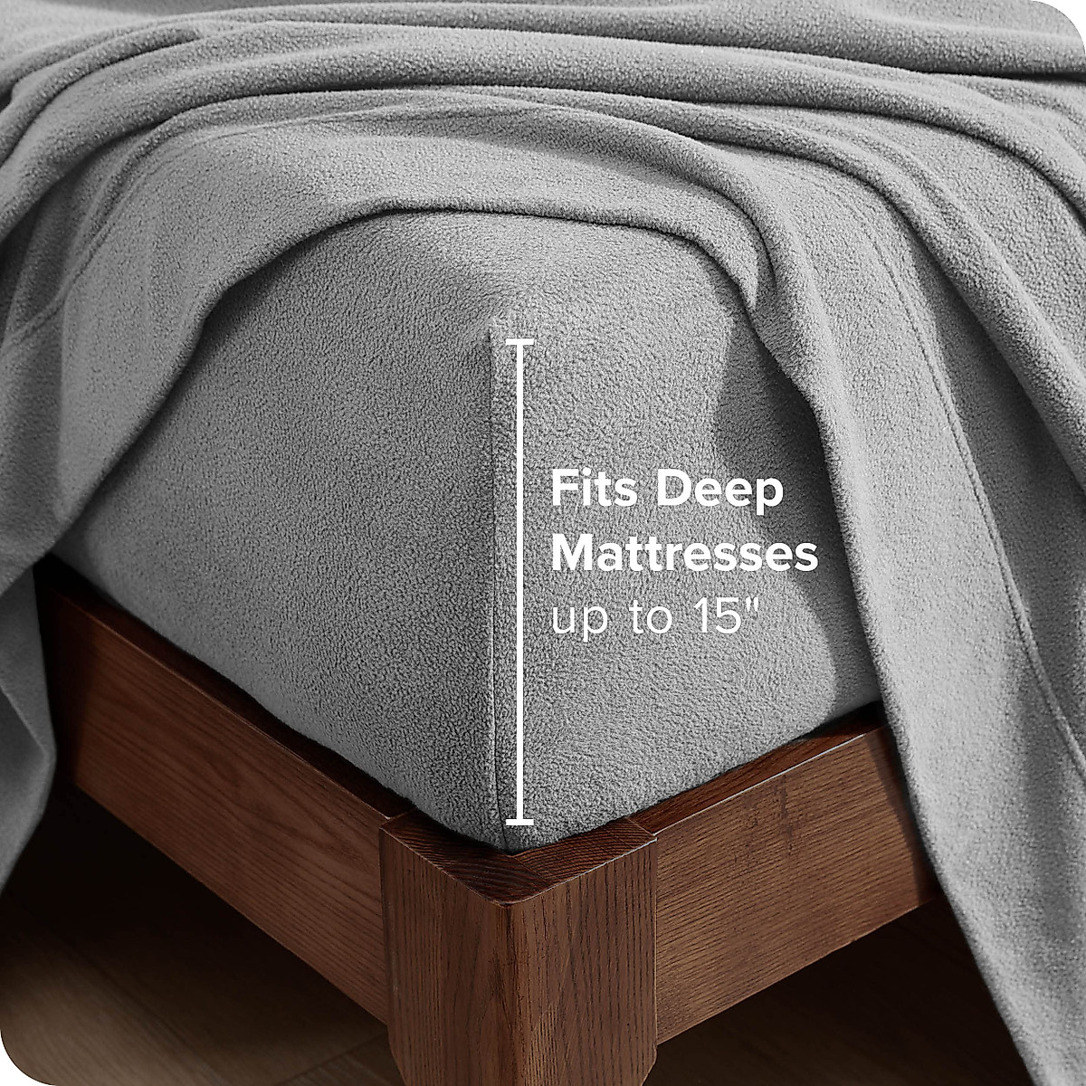 Bare Home Super Soft Fleece Sheet Set - Queen Size - Extra Plush Polar Fleece, No-Pilling Bed Sheets - All Season Cozy Warmth (Queen, Light Grey)