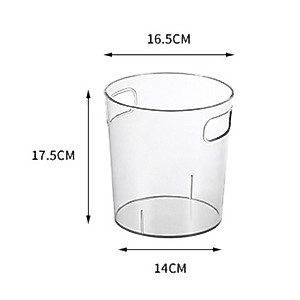 Sleek Round Clear Waste Basket Desktop Trash Bin with Convenient Handles for Home or Office, 15x15cm