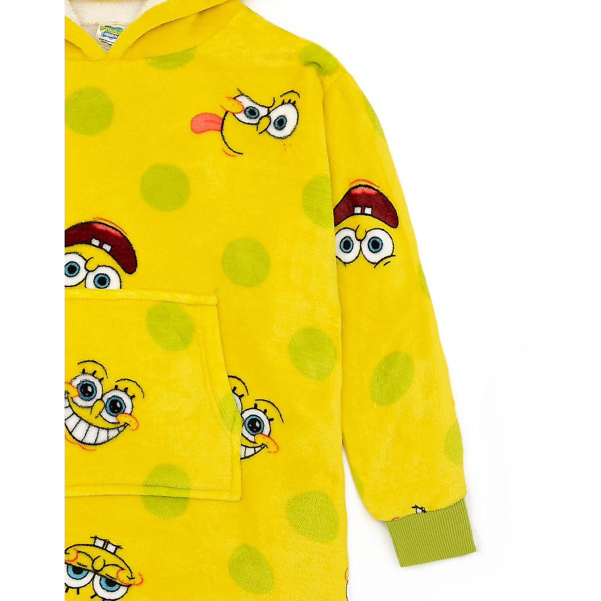 SpongeBob SquarePants Kids Wearable Hooded Blanket | Boys & Girls Yellow All Over Print Fleece Hoodie | Cozy Loungewear
